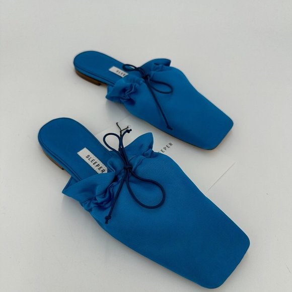 Sleeper | Shoes | Sleeper Womens Satin Puff Slippers Abyss Blue Slipon ...
